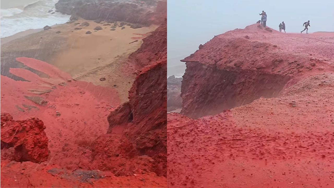 ईरान में खूनी बरसात! बीच का पानी लाल होने से डरावना हुआ नजारा, देखें ...
