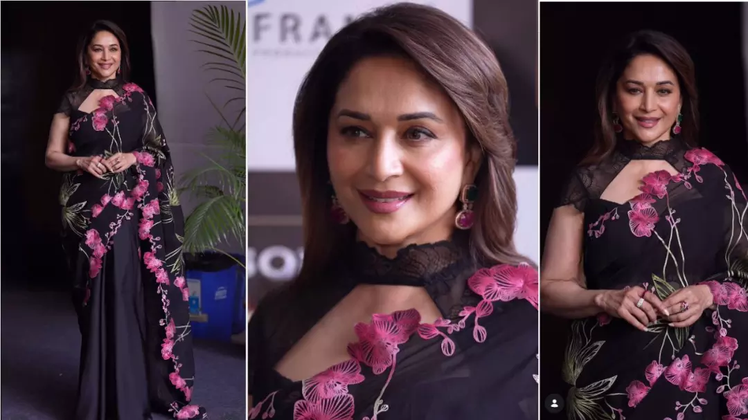 55 हजार की साड़ी पहनकर निकलीं Madhuri Dixit|madhuri dixit wore 55 ...